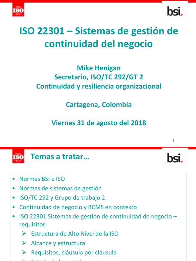 ISO 22301 Continuidad Negocio PDF | PDF | Organización internacional para la estandarización ...