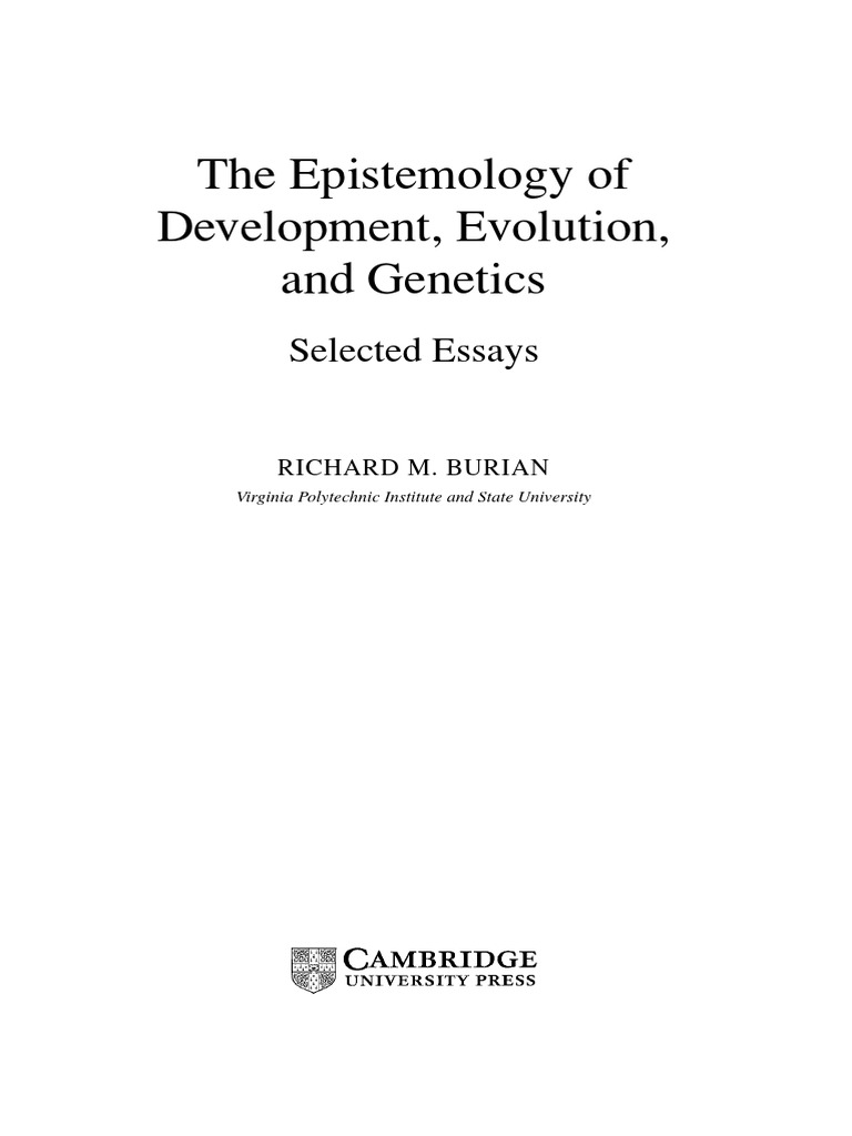 The Epistemology of Development, Evolution, and Genetics: Selected ...