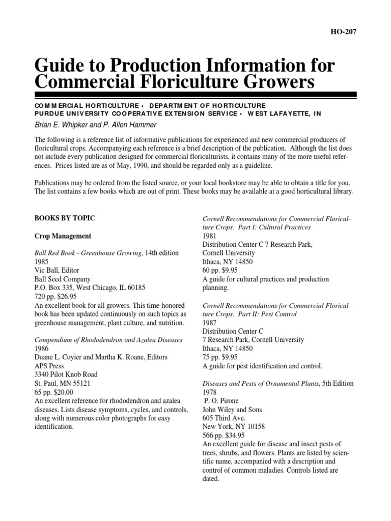 Guide To Production Information For Commercial Floriculture Growers ...