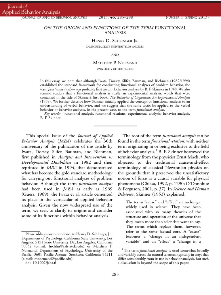 Schlinger and Normand, 2013 | PDF | Behaviorism | Psychology