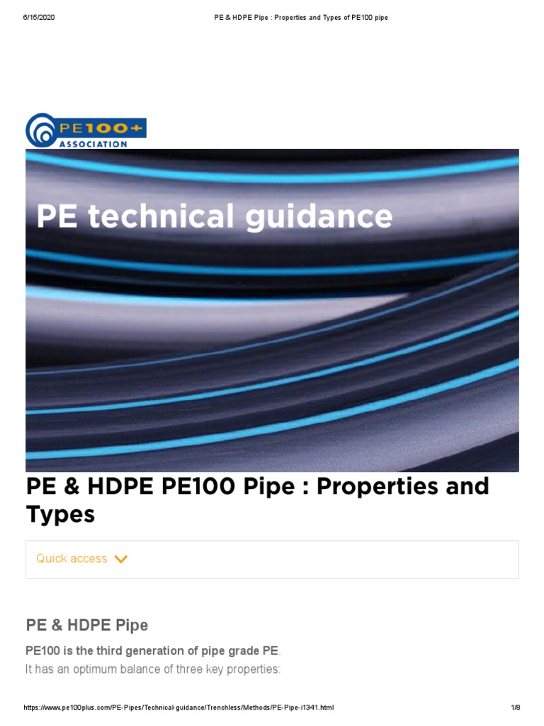 Understanding the Properties and Applications of PE100 Pipe | PDF ...