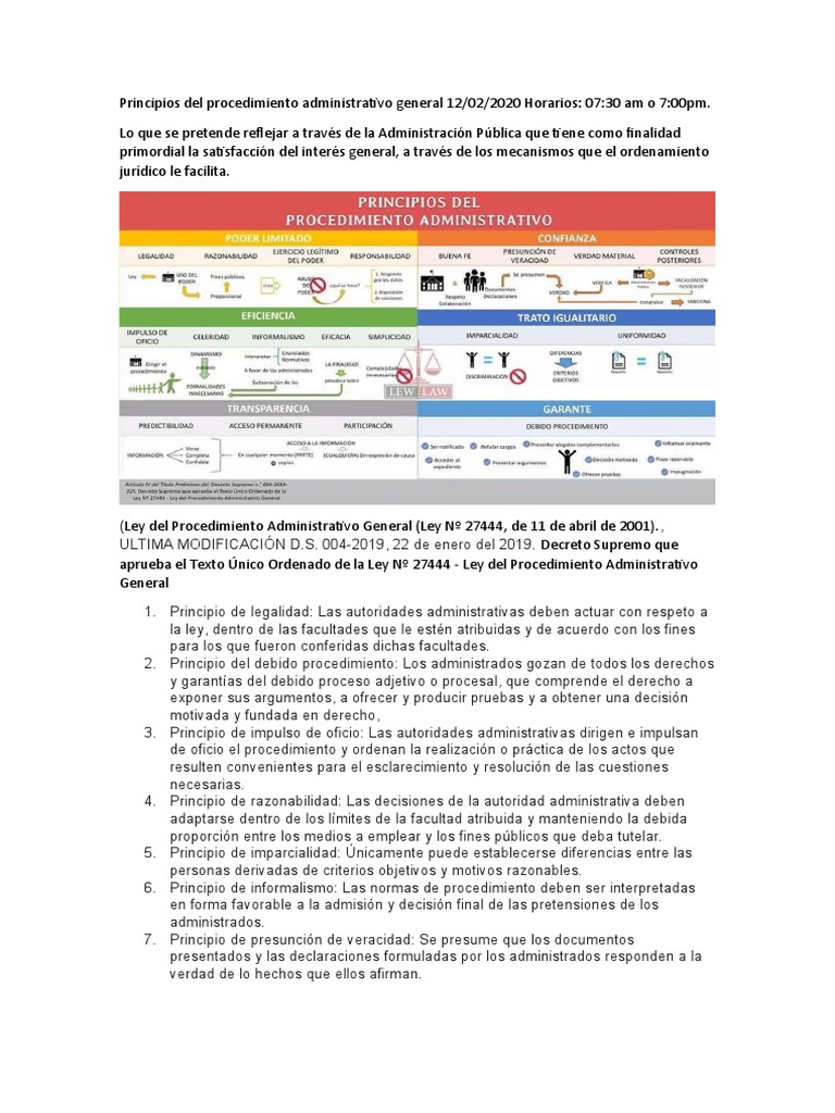 GUION - Principios Del Procedimiento Administrativo General | PDF | Ley procesal | Verdad