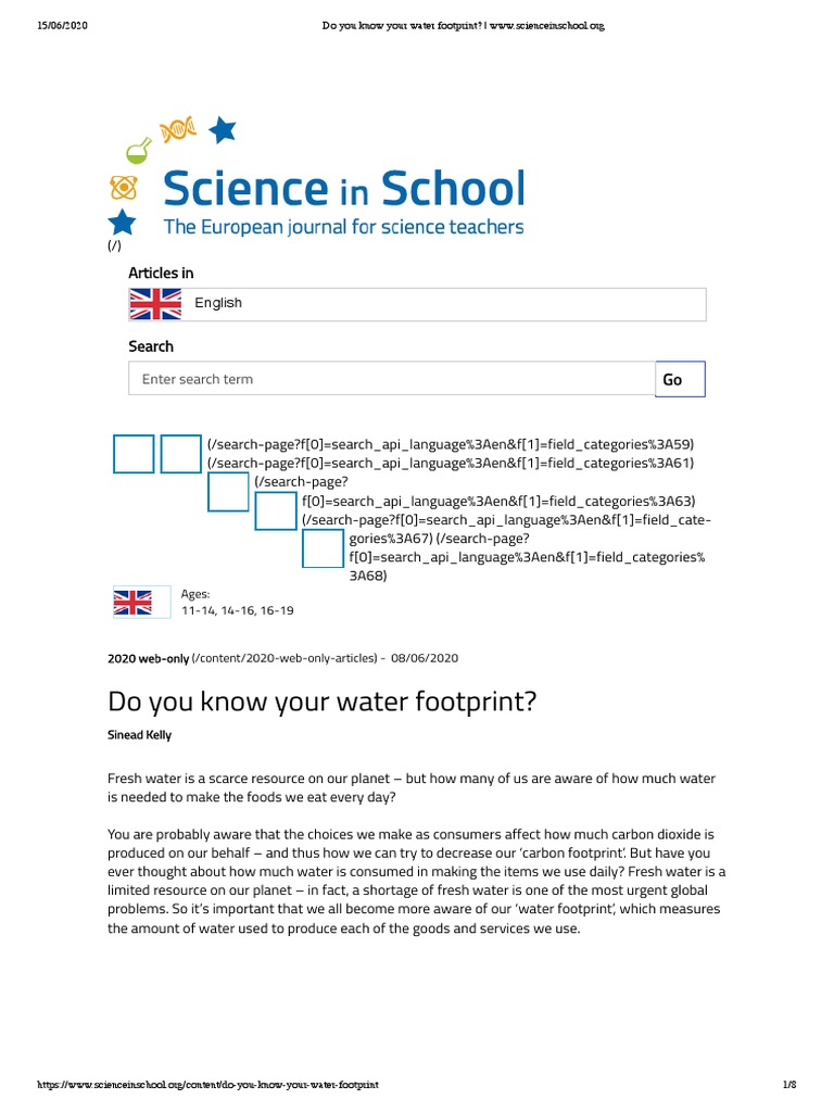Do You Know Your Water Footprint | PDF | Water | Resource