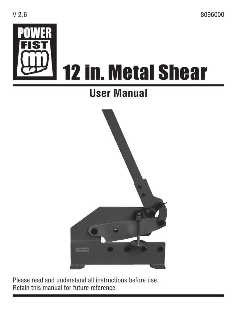 Metal Shear 8096000 PDF | PDF | Metals | Personal Protective Equipment