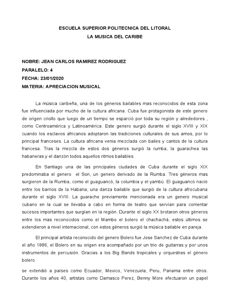 Musica Del Caribe | PDF | Subgéneros musicales | Musica Popular