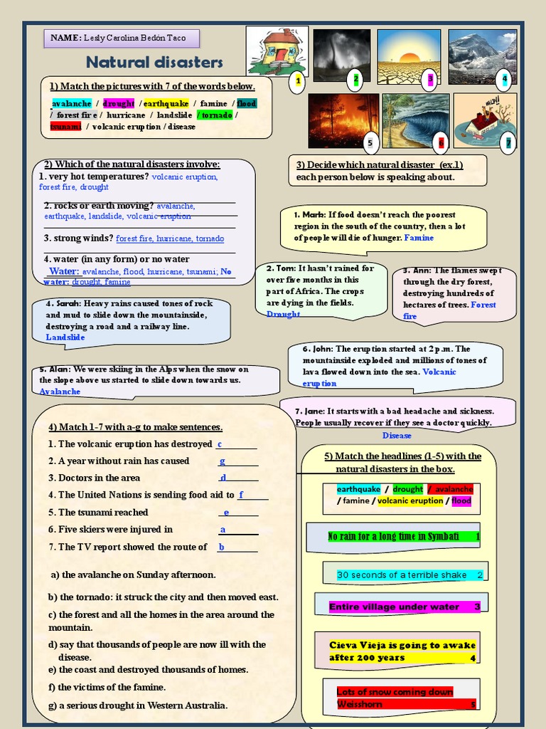 Natural Disasters Vocabulary Worksheet | PDF | Natural Disasters ...