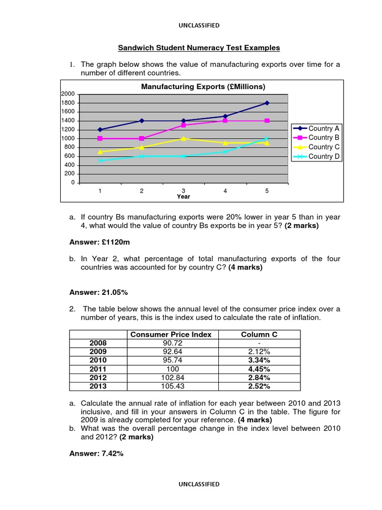 Numeracy Test Examples for Students | PDF | Business