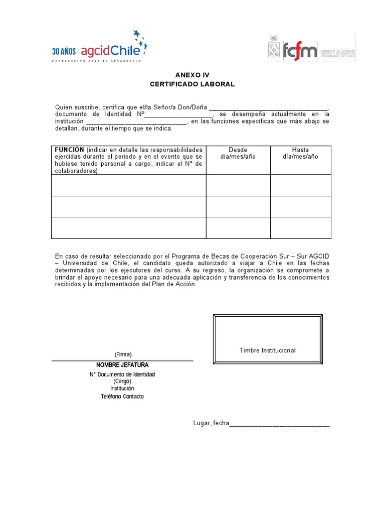 Anexo IV - Certificado Laboral | PDF