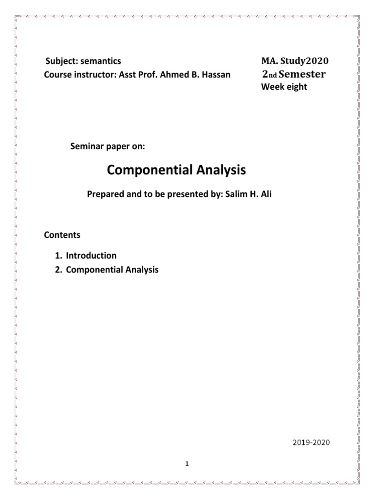 Componential Analysis | Download Free PDF | Semiotics | Cognitive Science
