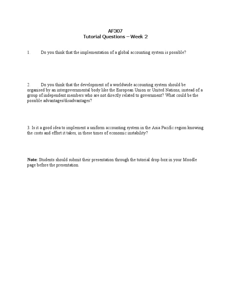 AF307 Tutorial Questions - Week 2 | PDF