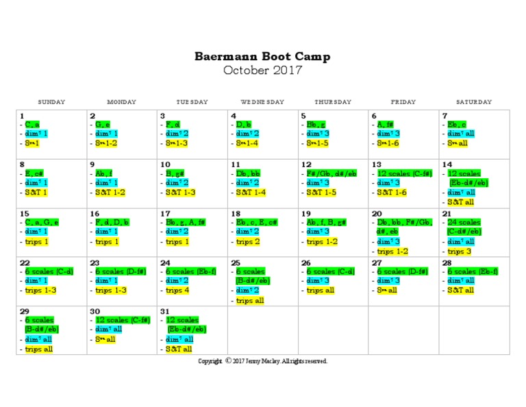 Baermann Boot Camp Calendar | PDF | Sports