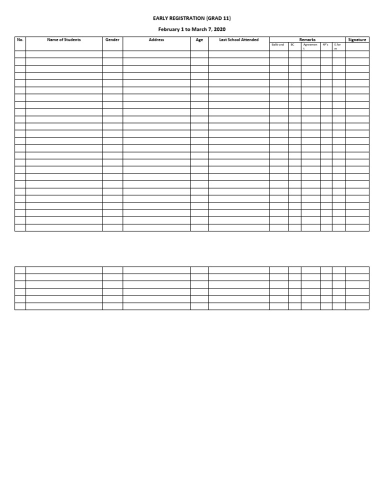 EARLY REGISTRATION Form | PDF