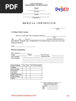 Medical Certificate 2010 Palaro | PDF | Physical Examination | Practice ...