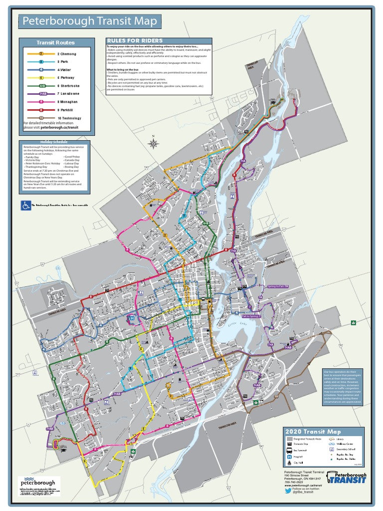 2020 Peterborough Transit route map | Public Transport | Land Transport