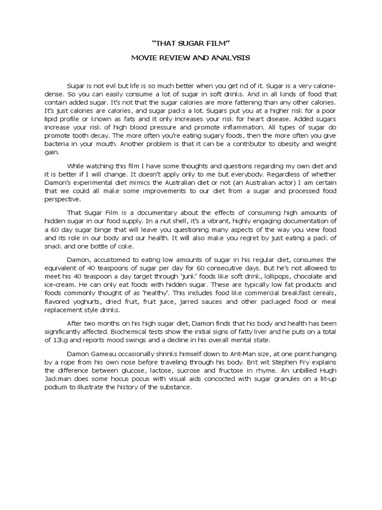 Sugar Film | PDF | Sugar | Diet & Nutrition