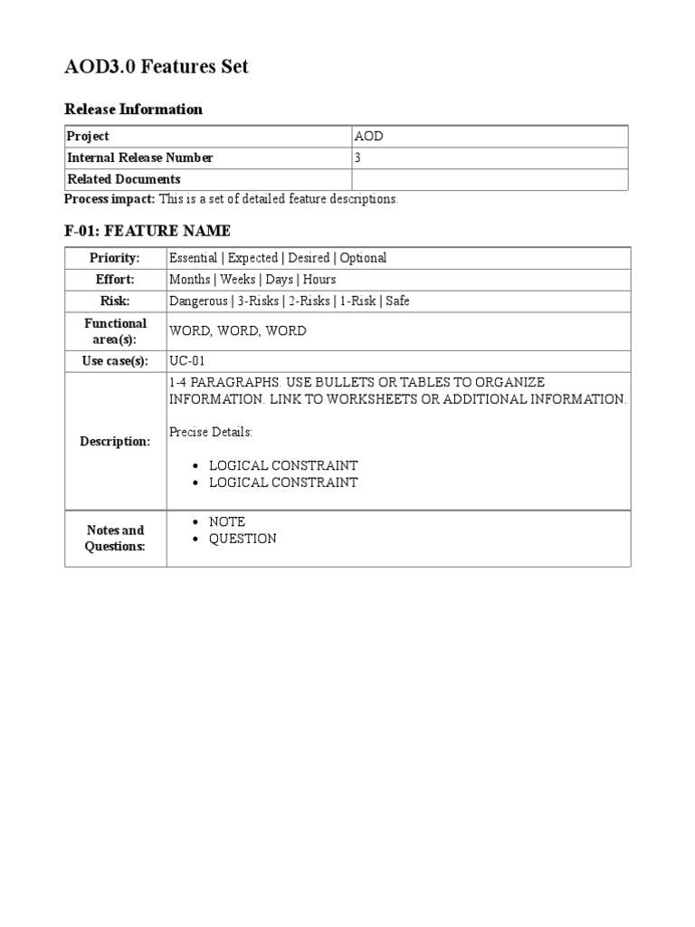 AOD 3.0 Feature Descriptions Guide | PDF | Business