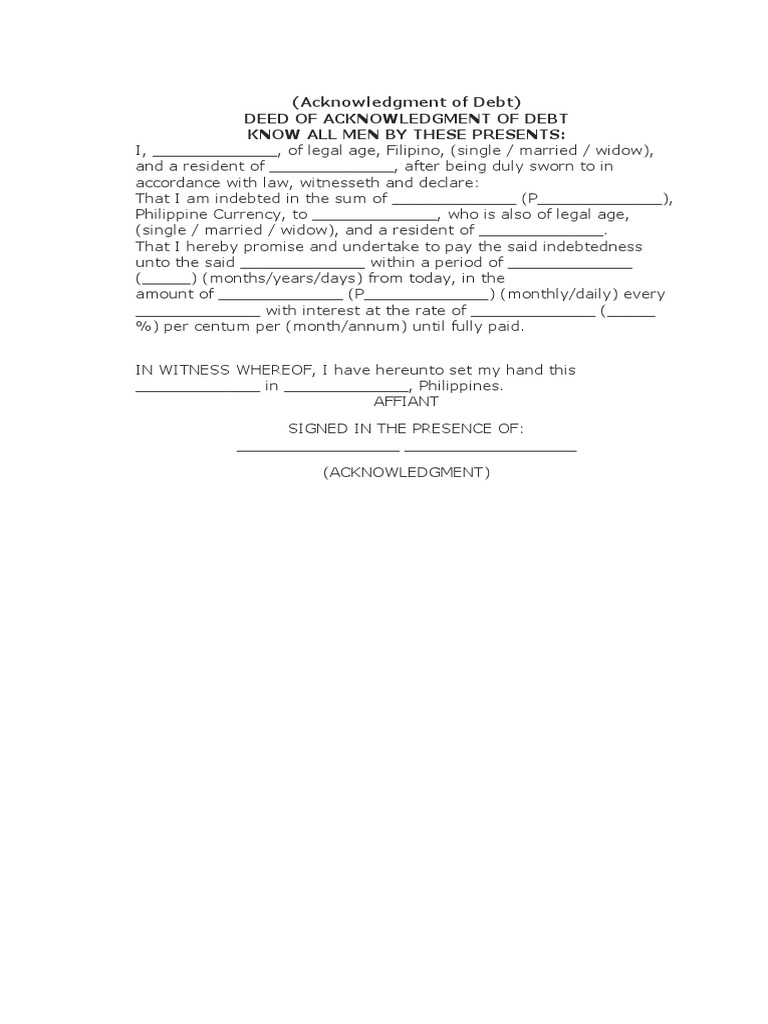 Acknowledgment of Debt | PDF