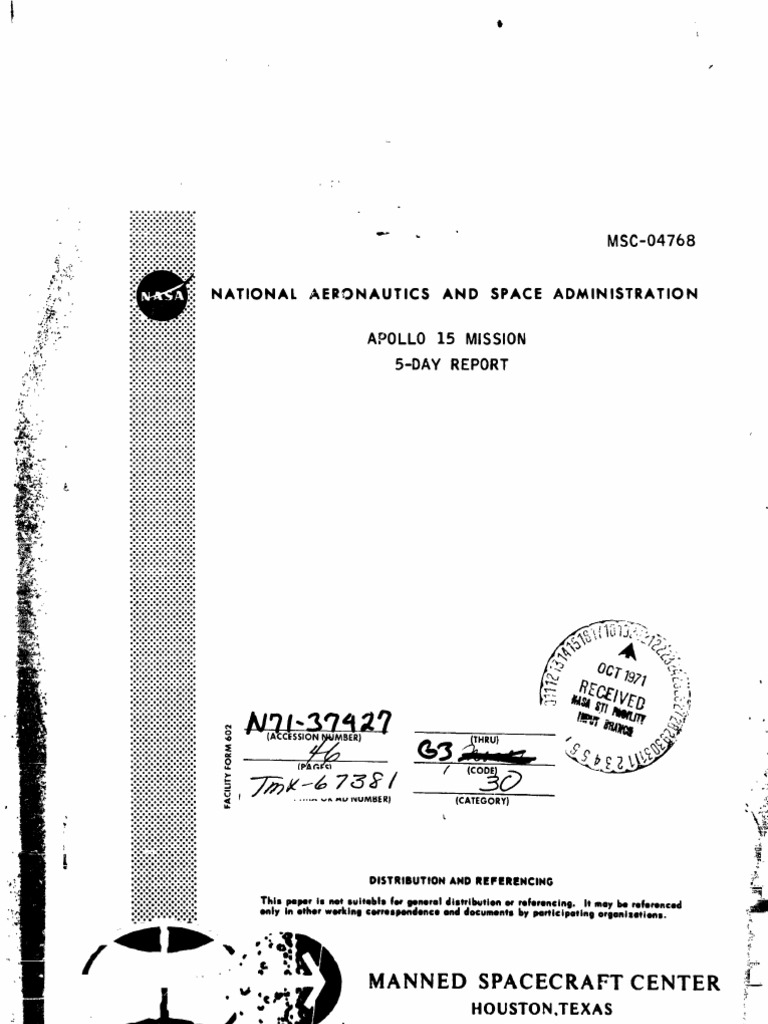 Apollo 15 Mission Report, 5-Day Report | PDF | Apollo Program | Apollo ...