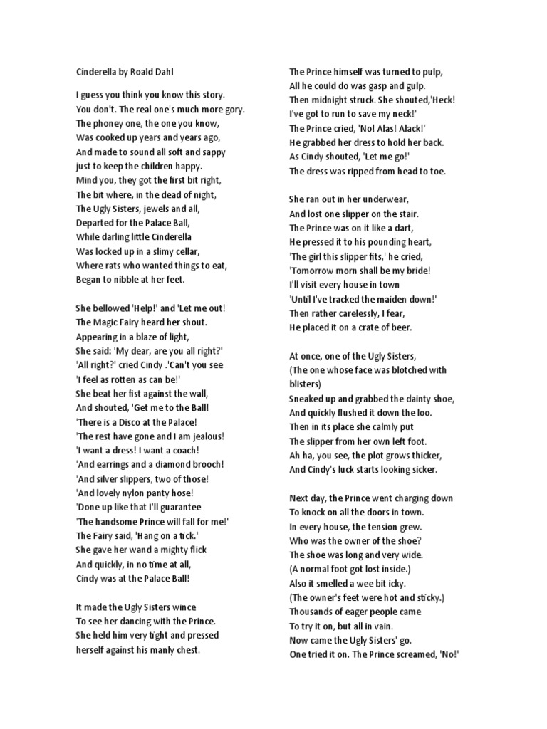 Cinderella - Roald Dahl | PDF | Cinderella