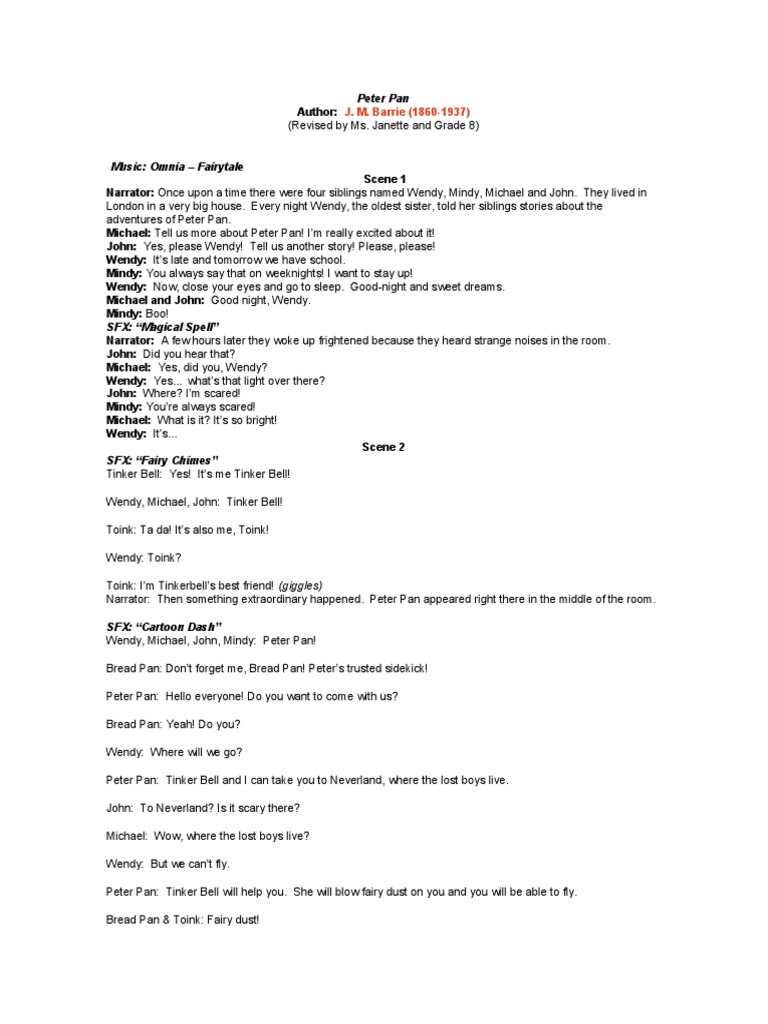 Peter Pan: J. M. Barrie (1860-1937) | PDF | Peter Pan | Lost Boys ...