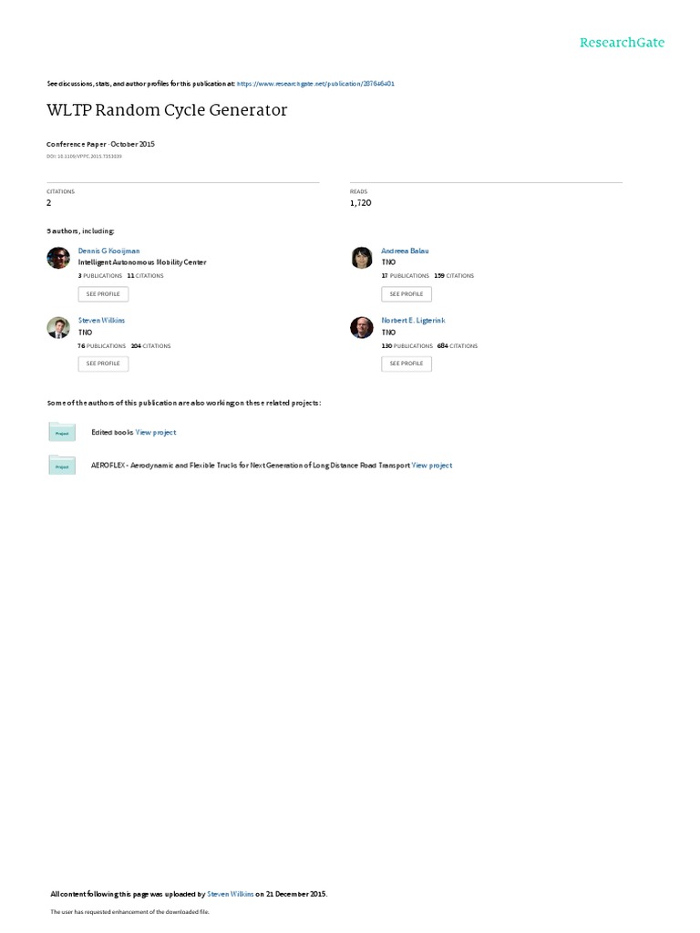 WLTP Random Cycle Generator | PDF | Transport
