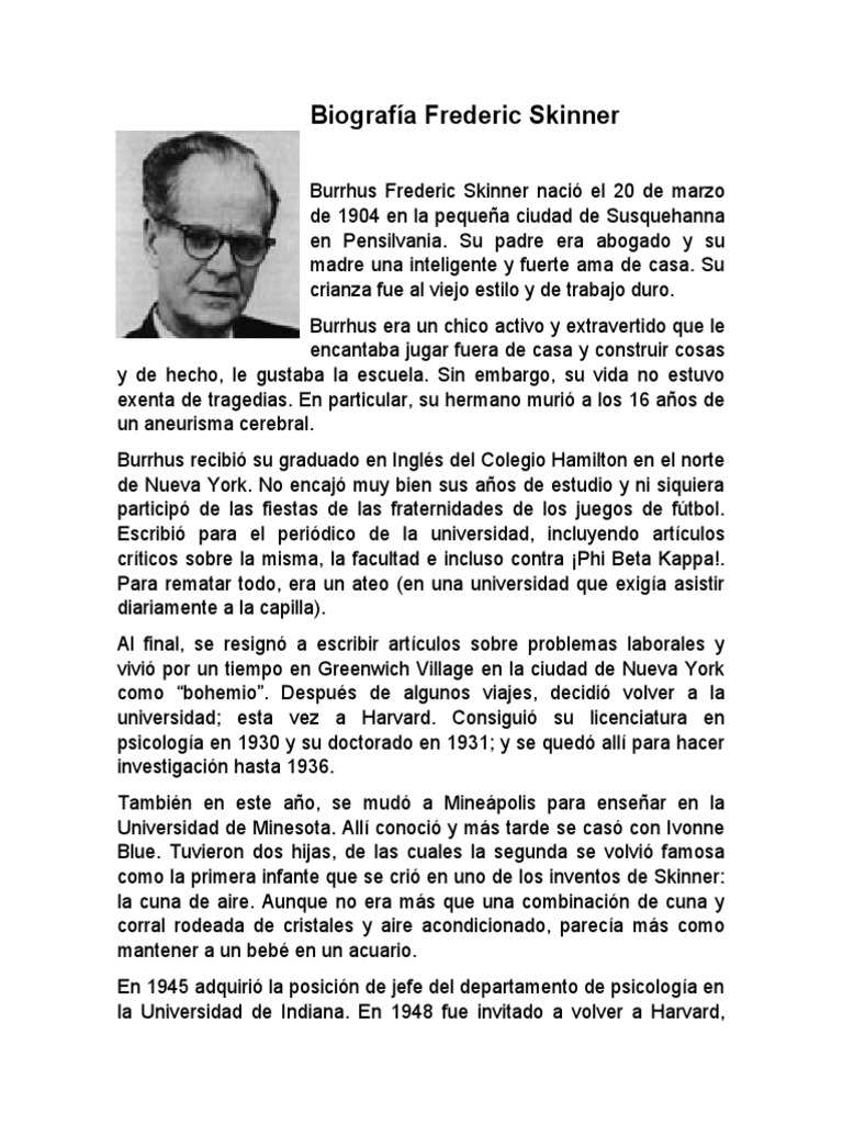 Biografía de Burrhus F. Skinner | PDF | Sicología | Science