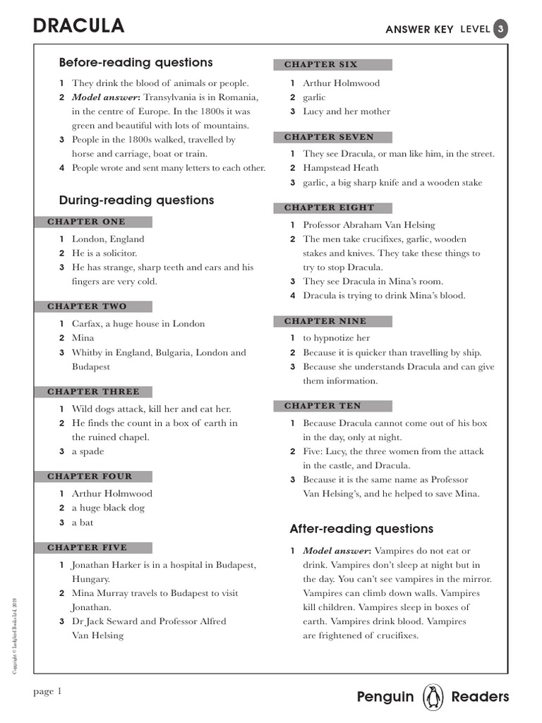Dracula: Before-Reading Questions | PDF | Abraham Van Helsing | Mina Harker