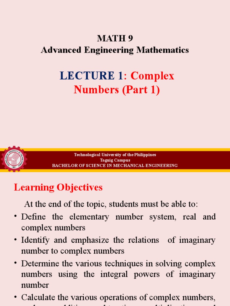 Lecture 1 - Complex Number (Part1) | PDF | Complex Number | Numbers