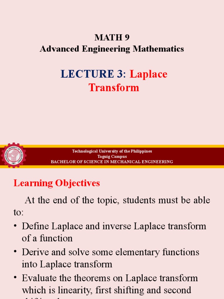 Lecture 3 - Laplace Transform-Part1 | PDF | Laplace Transform | Calculus