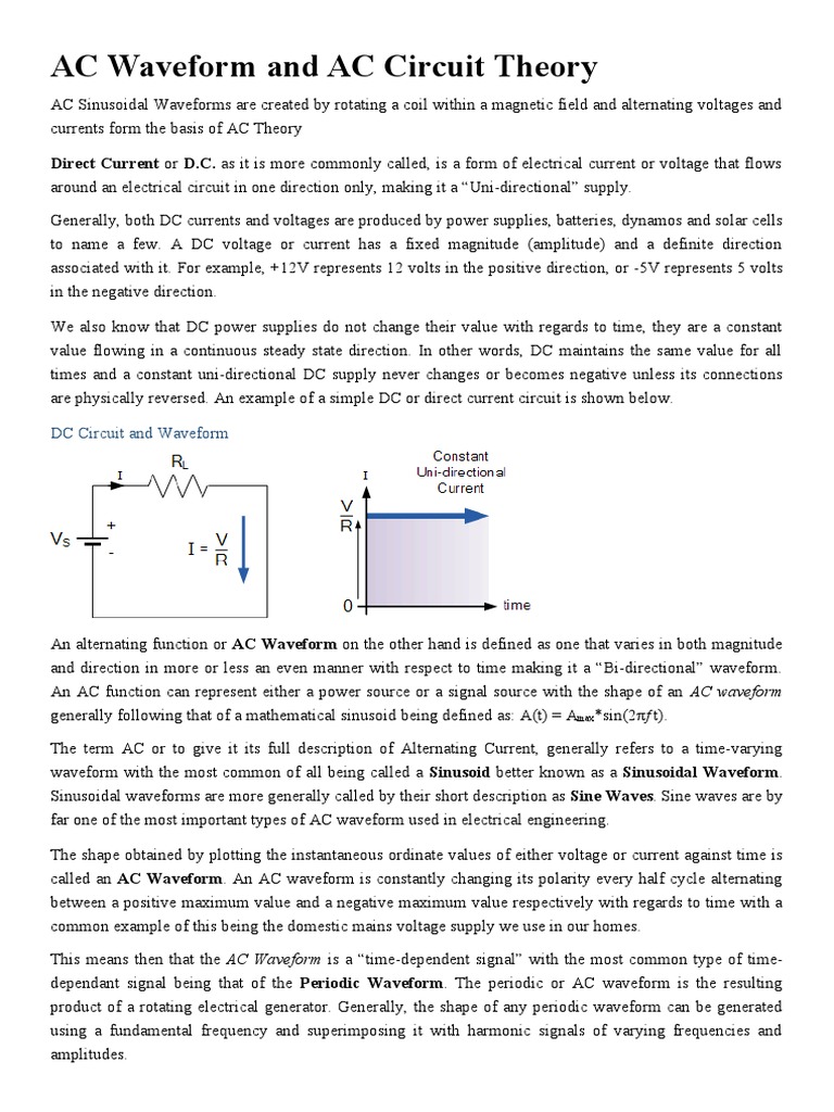 AC Waveform and AC Circuit Theory | PDF | Root Mean Square | Hertz