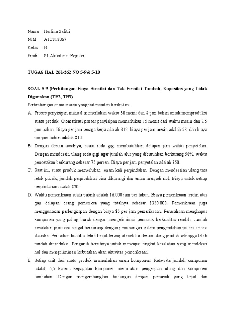 Tugas No 5-9 & 5-10 | PDF