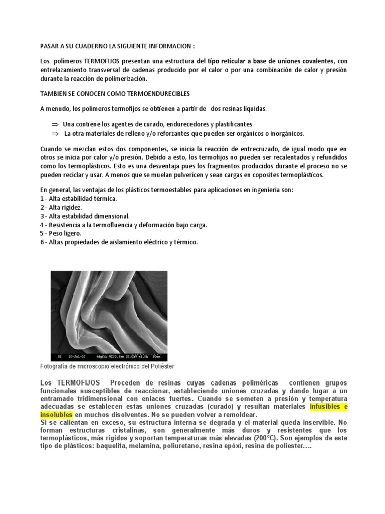 Los Polímeros TERMOFIJOS | PDF | Epoxy | Polímeros