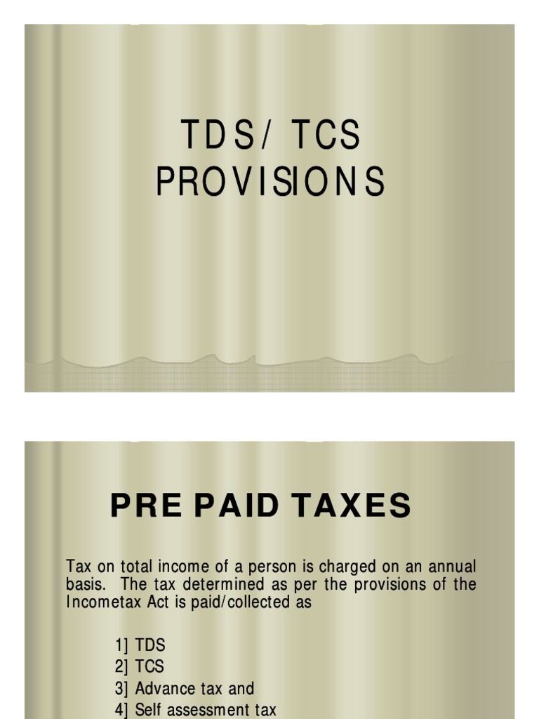 TDS - TCS | PDF | Payments | Taxes
