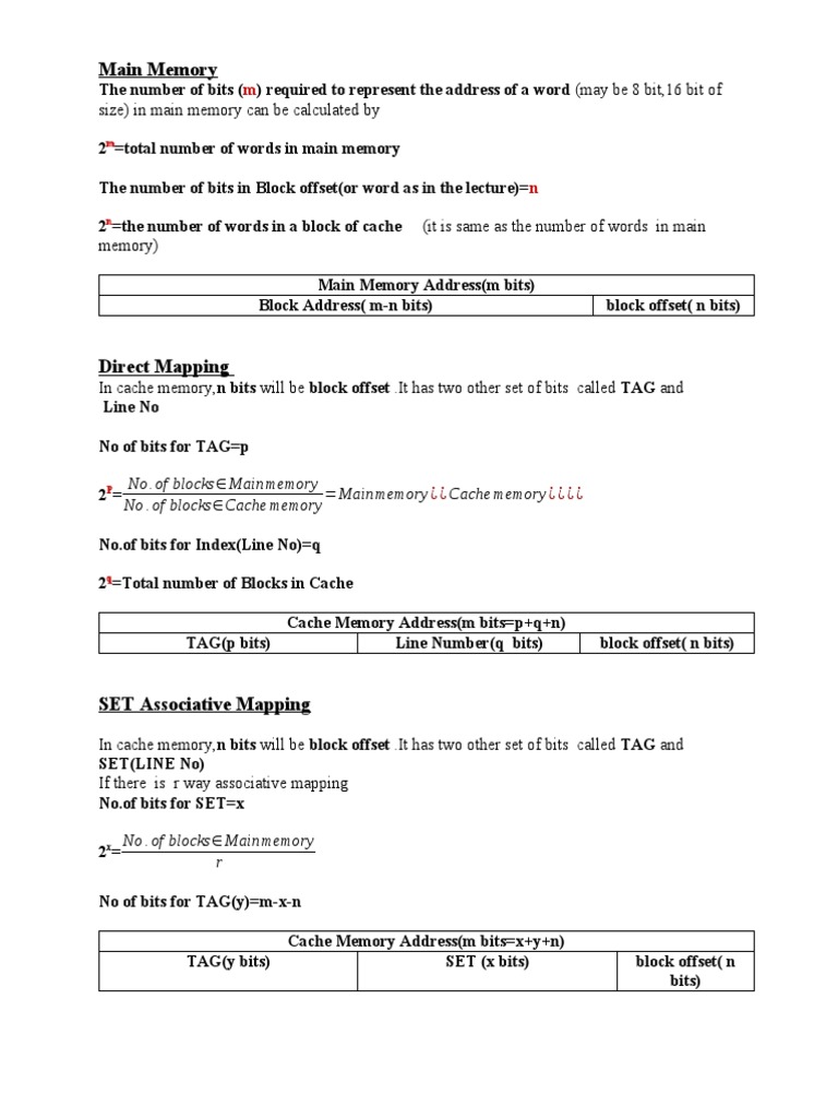 Understanding Main Memory and Cache Mapping | PDF