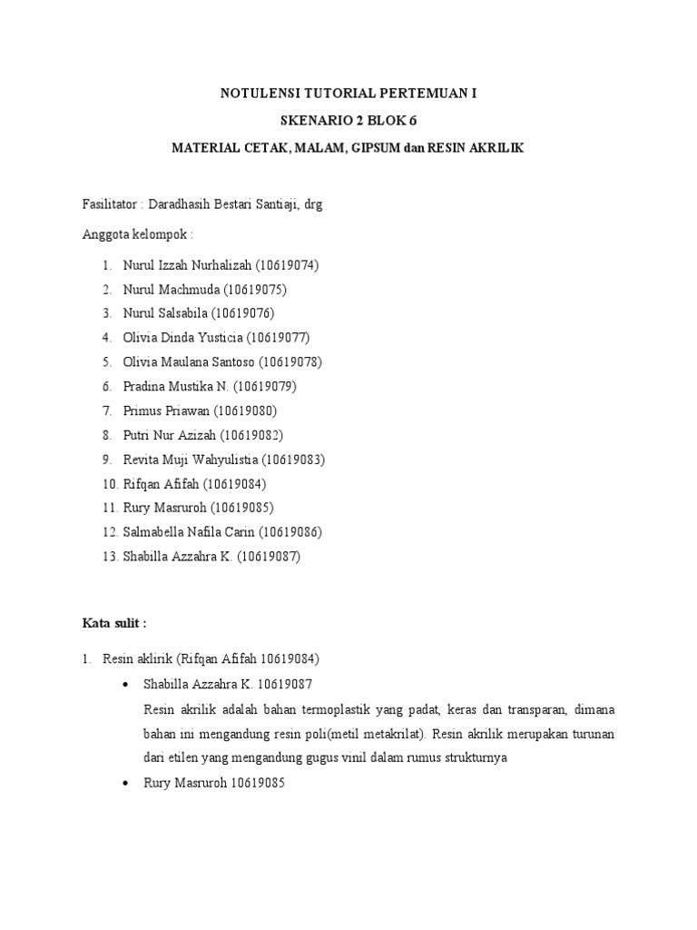 Notulensi Tutorial Pertemuan I | PDF