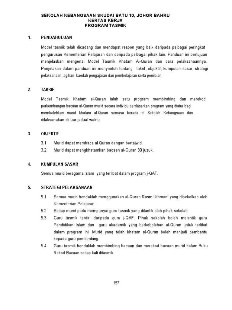 Kertas Kerja Tasmik | PDF