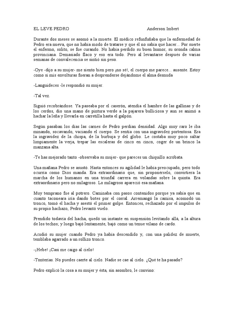 EL LEVE PEDRO Anderson Imbert | PDF | Naturaleza