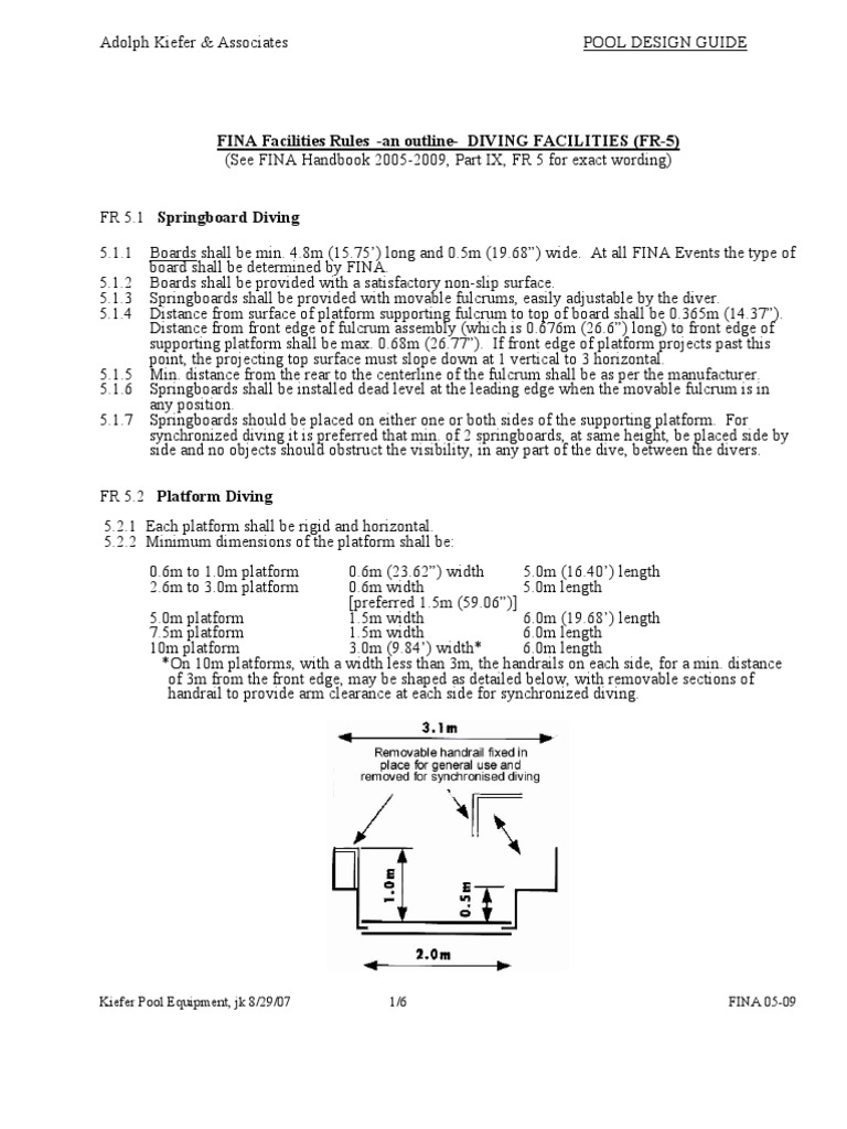 FINA Diving Facilities Design Standards | PDF | Diving | Lighting