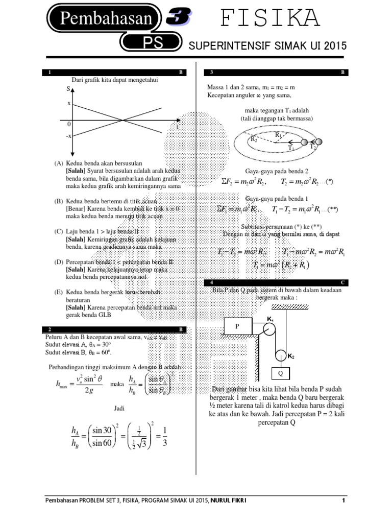 03 Pembahasan PS 3 FISIKA SIMAK UI 2015 | PDF