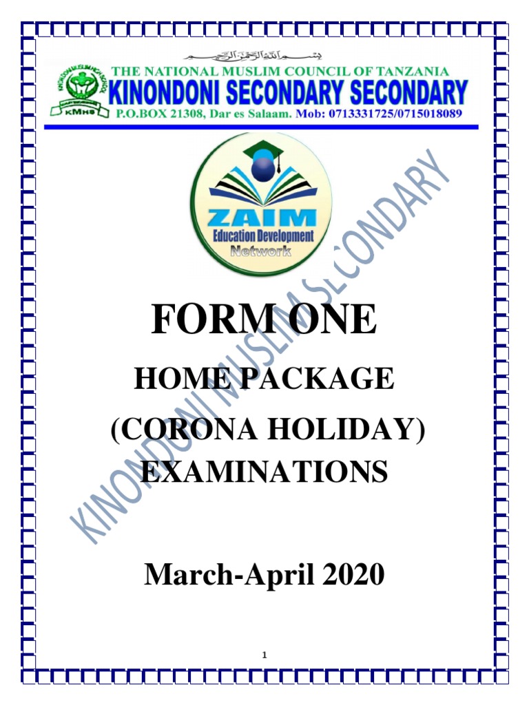 Form One Exams PDF | PDF | Density | Force