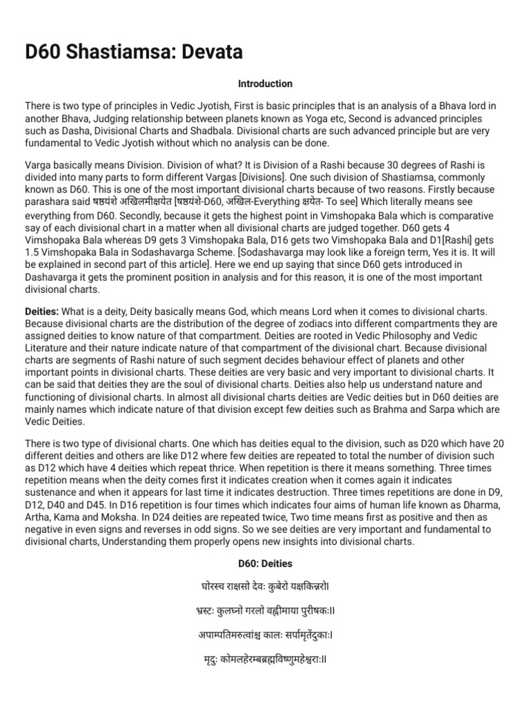 Understanding the Deities of the D60 Division: Insights into the ...
