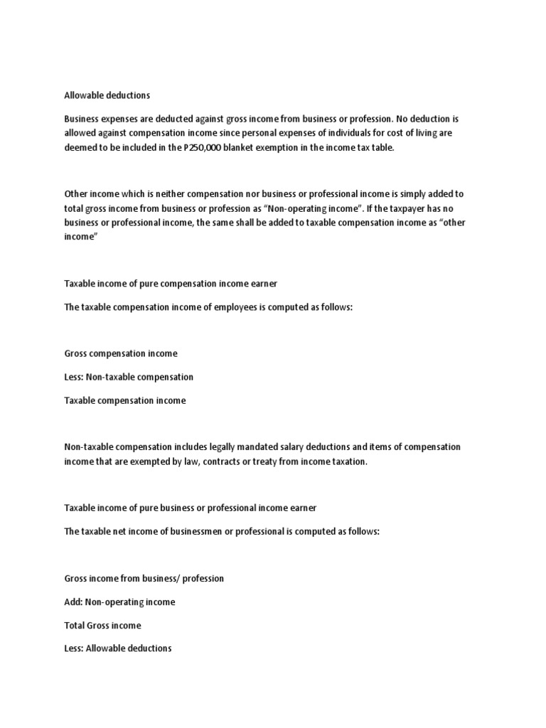 Allowable Deductions | PDF | Tax Deduction | Gross Income