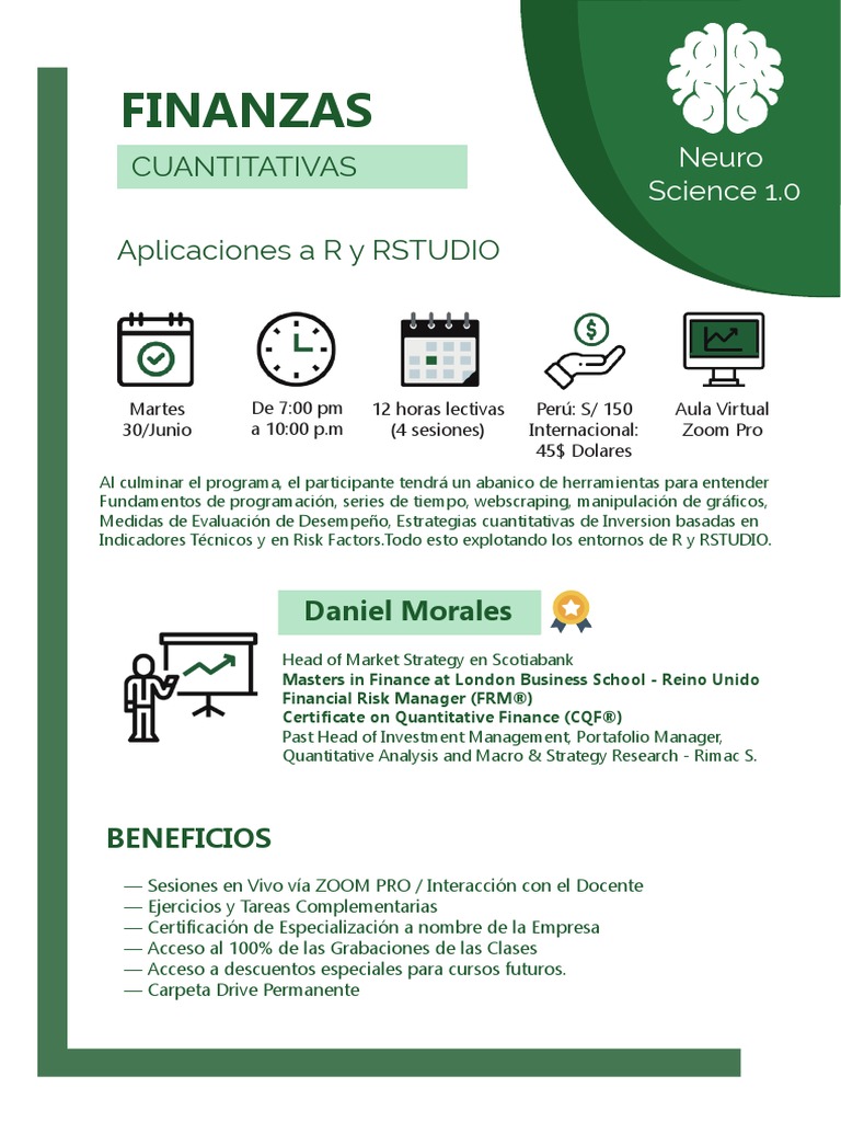 Brochure - Finanzas Cuantitativas Con RSTUDIO | PDF | Economias | Finanzas (general)