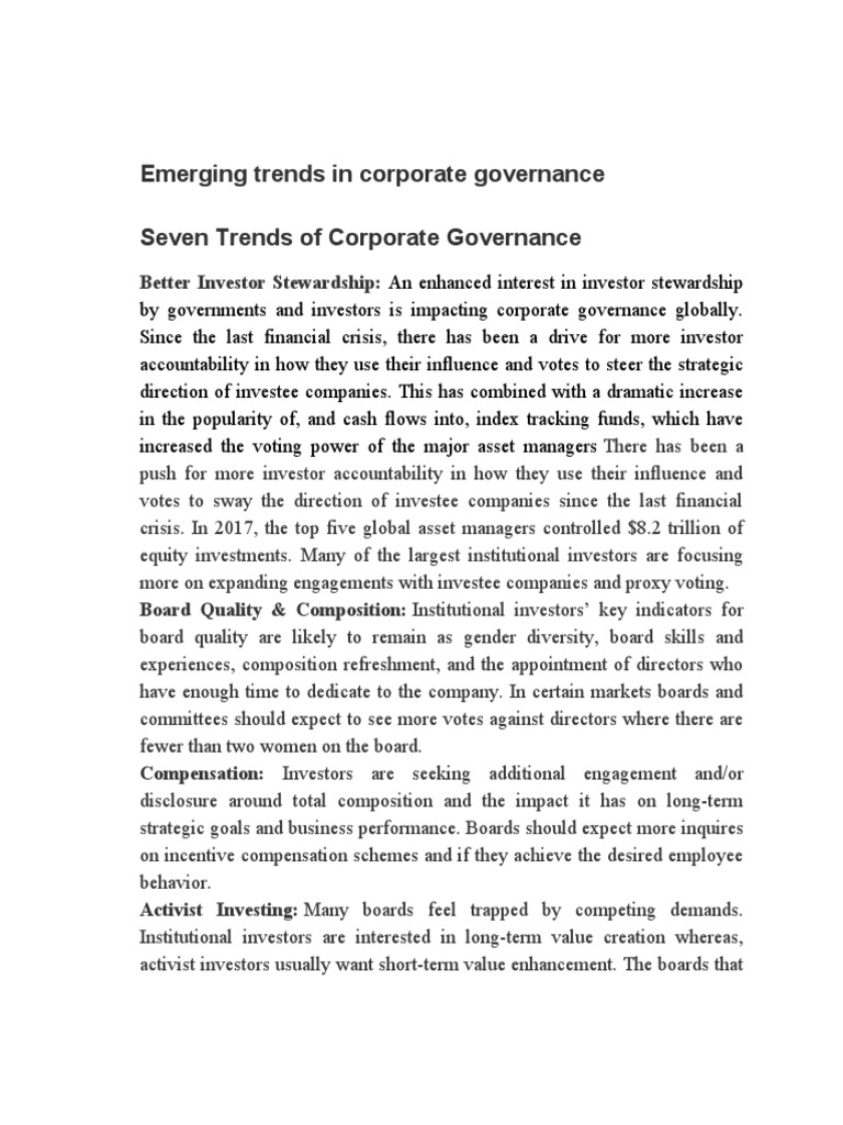 Overview of Global Trends | PDF | Governance | Corporate Governance