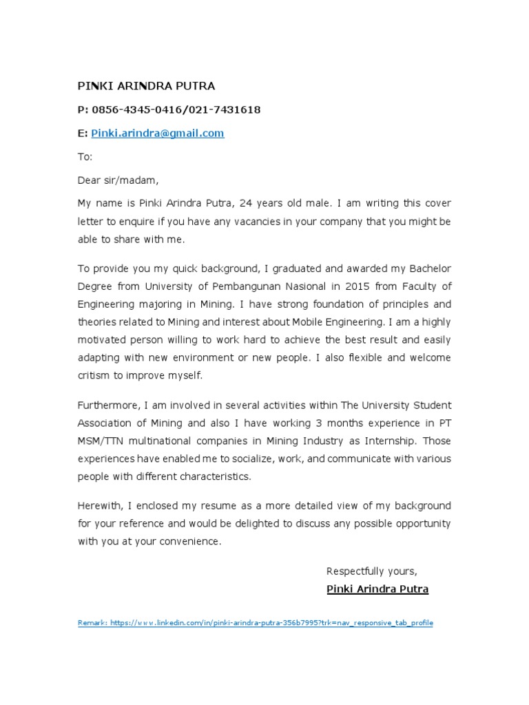 Cover Letter for Internship Opportunity | PDF