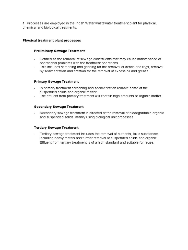 Physical Treatment Plant Processes Preliminary Sewage Treatment | PDF ...