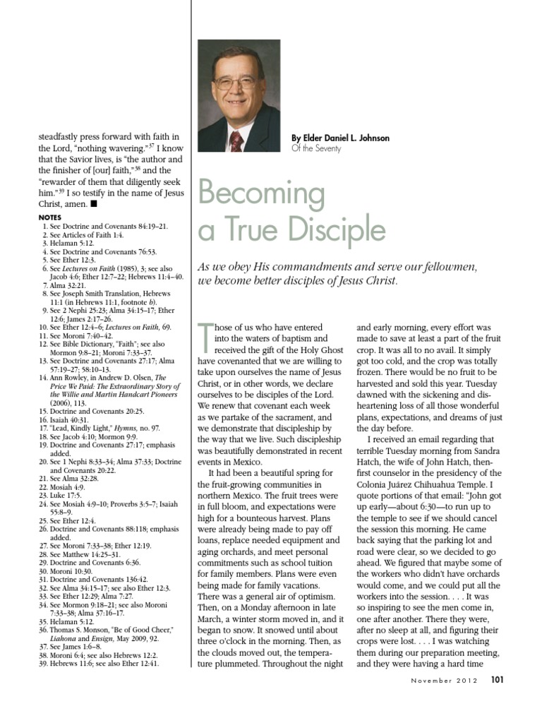 Becoming A True Disciple - Elder Daniel L. Johnson | PDF | Disciple ...