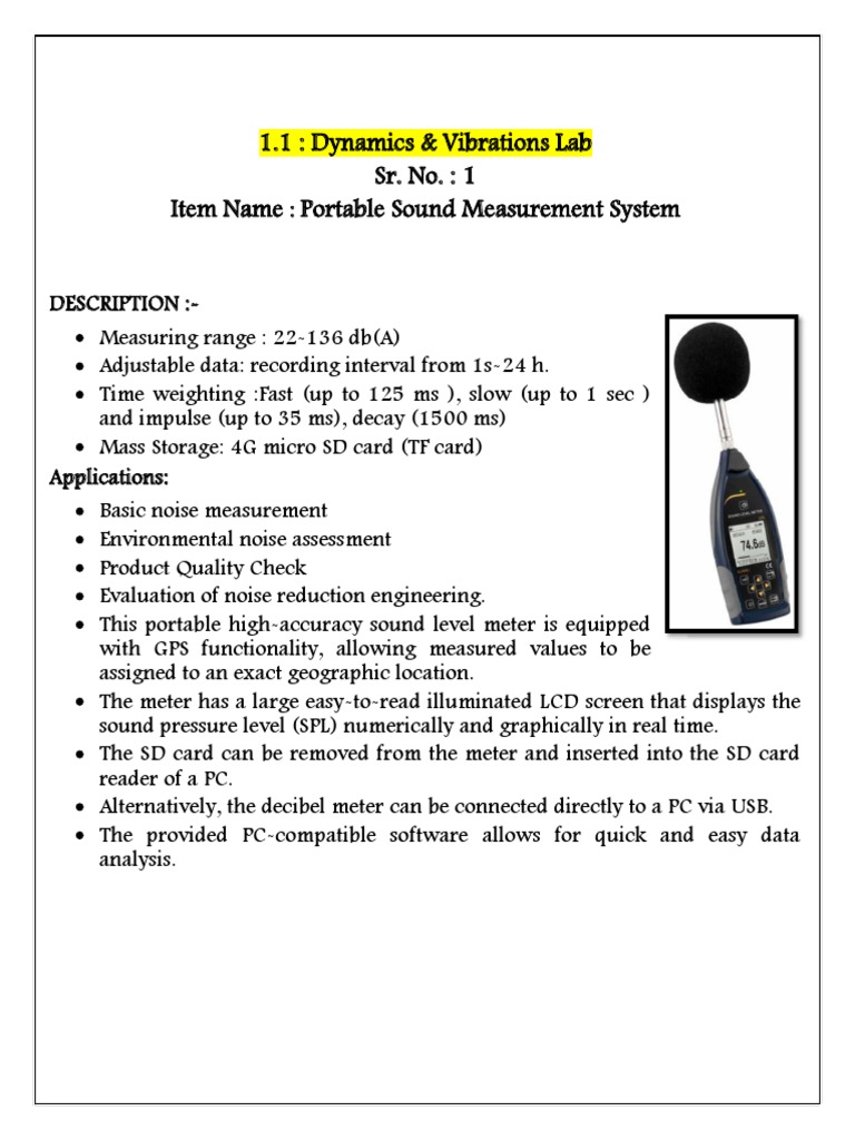 Portable Sound Measurement System | PDF