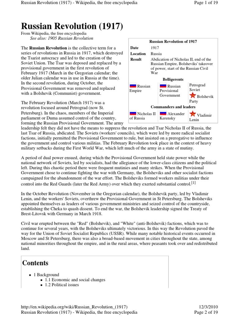 Russian Revolution (1917) | PDF | Russian Revolution | Vladimir Lenin