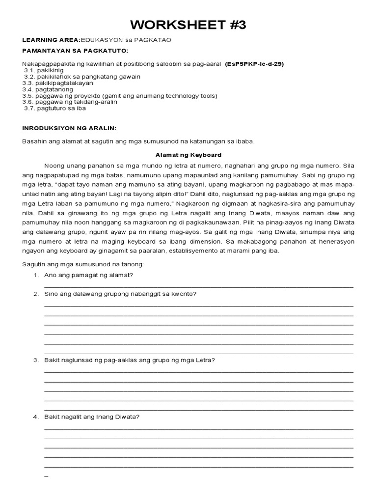 Worksheet #3 Esp | PDF